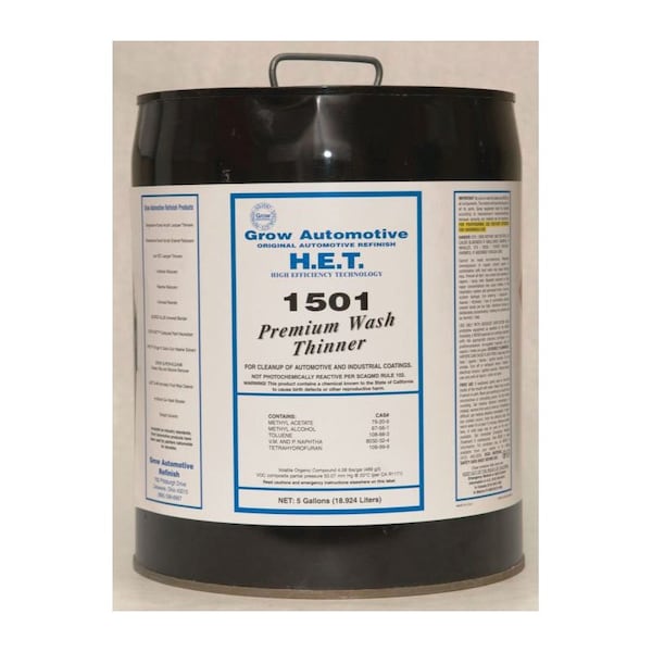 Grow Automotive Premium Wash Thinner, 5 Gallon Pail 1501/PL | Zoro
