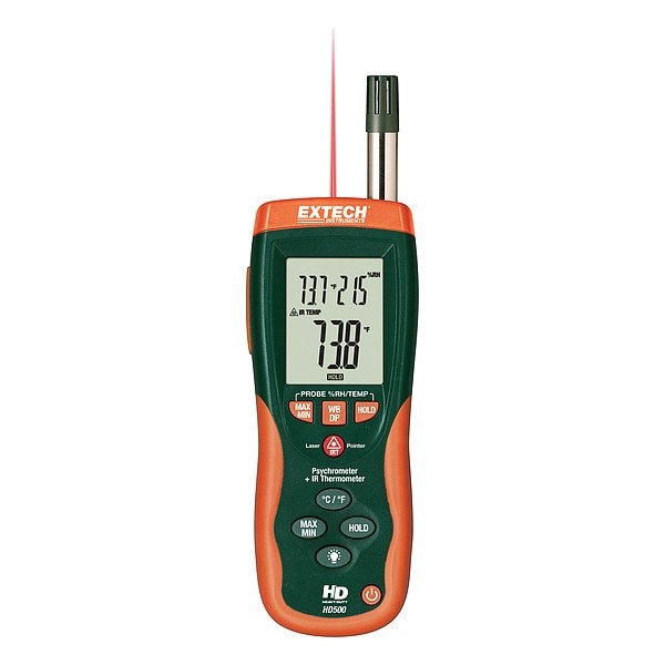 Extech Relative Humidity Meter, w/IR Thermometer HD500 | Zoro