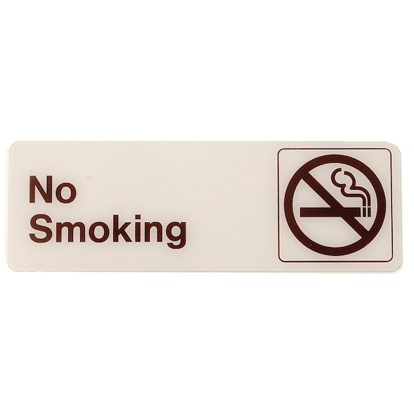 Hy-Ko Graphic Sign, Rectangular, NO SMOKING, Dark Brown Legend, White ...