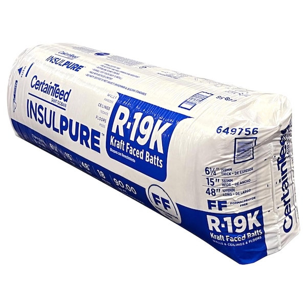 Certainteed 15 in. W X 93 in. L X 5.5 in. R-19 Kraft Faced Fiberglass ...