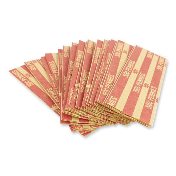 Controltex Flat Tubular Coin Wrap, Pennies, Red/White, 1,000 PK 560042 ...