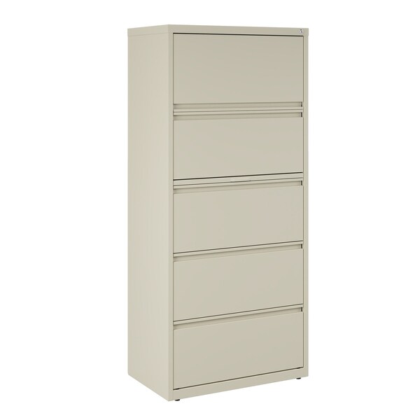 Hirsh 30" W 5 Drawer Lateral File Cabinet, Putty, A4/Legal/Letter 14979 ...