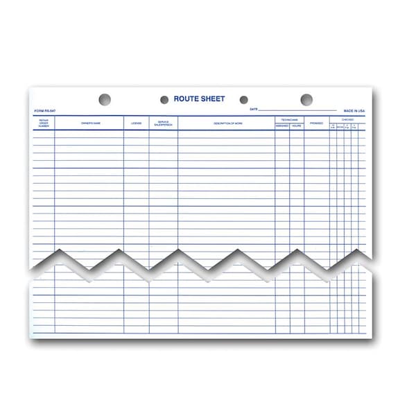 Asp Route Sheet, 12" X 15", 100 Sheets Per Pack (Form #Rs-547) Pk 160 ...