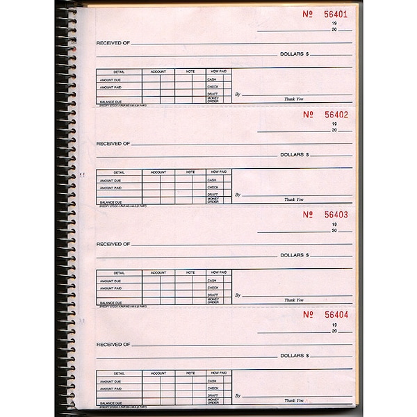 Asp Coil-Bound Cash Receipt Book, 200/Book, 3-Part Receipts, PK200 8040 ...