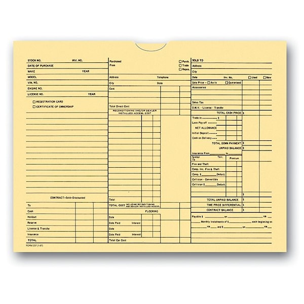 Car Dealer Depot 3-In-1 Deal Envelope, 9" X 12", 100 Per Pack (Form Pap ...