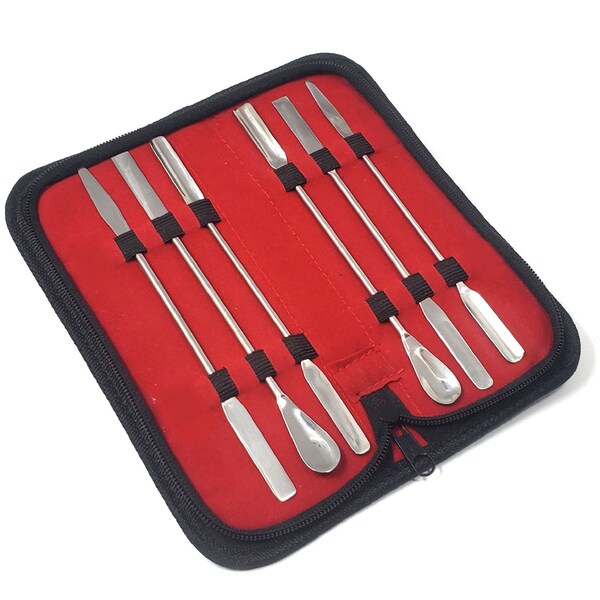 A2Z Scilab 6 Pc Stainless Steel Lab Spatula Micro Sampling Scoop Double ...