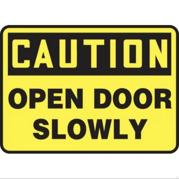 Accuform OSHA CAUTION SAFETY SIGN OPEN DOOR MABR610XP MABR610XP | Zoro
