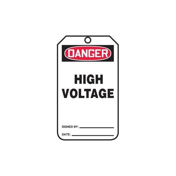 Accuform Safety Tags, DANGER HIGH VOLTAGE, 5.75in x 3.25in, PF ...
