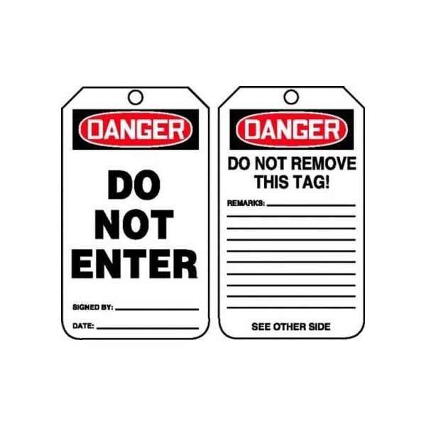 Accuform Safety Tags, DANGER DO NOT ENTER, 5.75in x 3.25in, PF ...