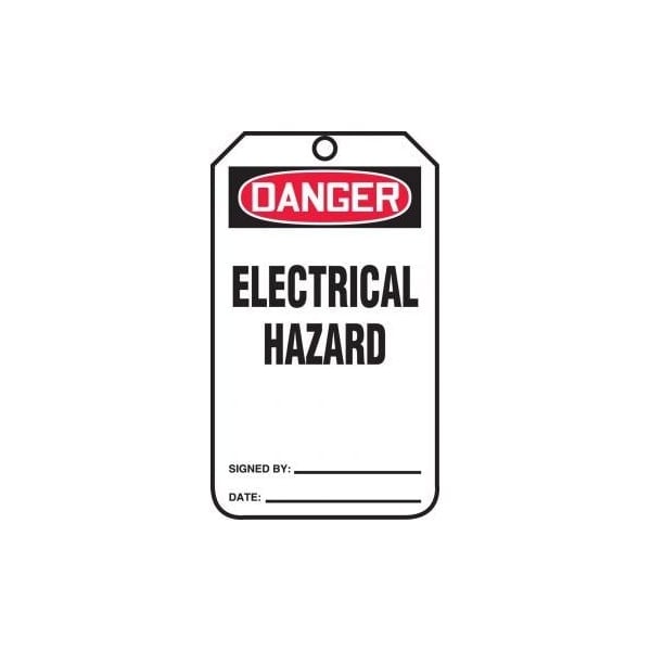 Accuform Safety Tags, DANGER ELECTRICAL HAZARD, 5.75in x 3.25in, RP ...
