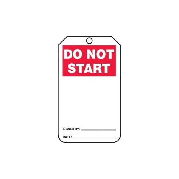 Accuform Safety Tags, DO NOT START, 5.75in x 3.25in, PF-Cardstock, 25PK ...
