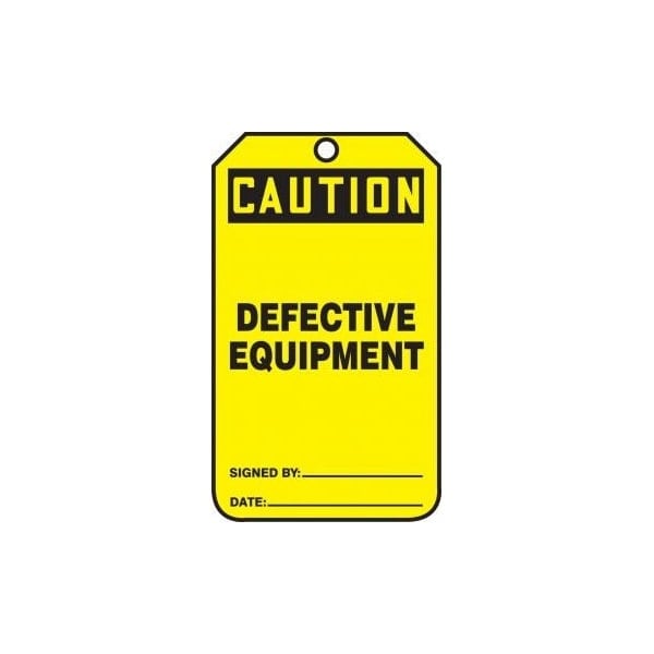 Accuform Safety Tags, CAUTION DEFECTIVE EQUIPMENT, 5.75in x 3.25in, RP ...
