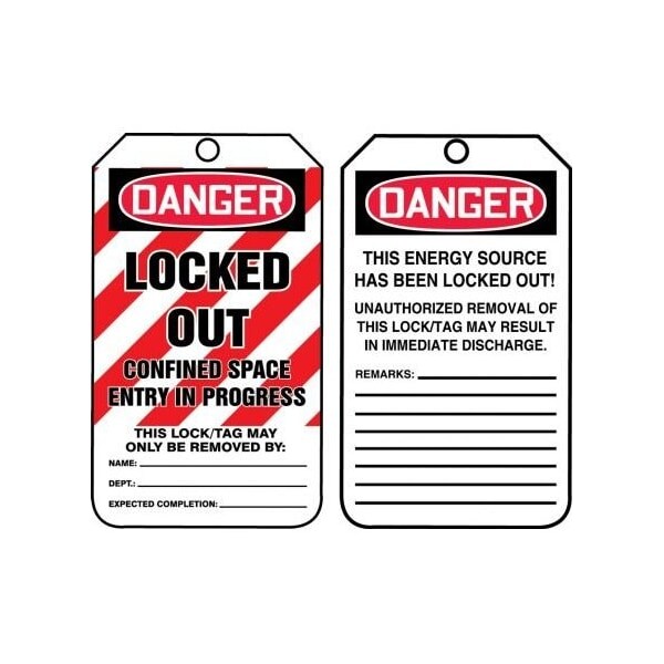 Accuform Safety Tags, DANGER LOCKED OUT CONFINED SPACE ENTRY IN ...