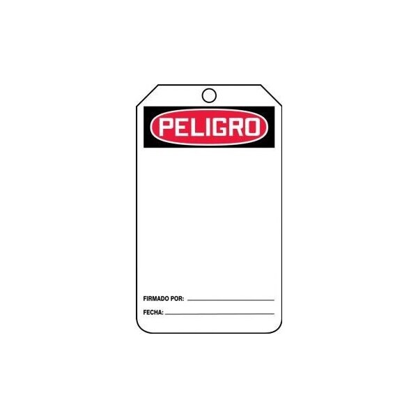Accuform Spanish Safety Tags, DANGER BLANK, 5.75in x 3.25in, PF ...