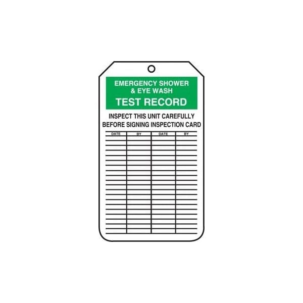 Accuform Spanish Safety Tags, EMERGENCY SHOWER & EYE WASH TEST RECORD ...
