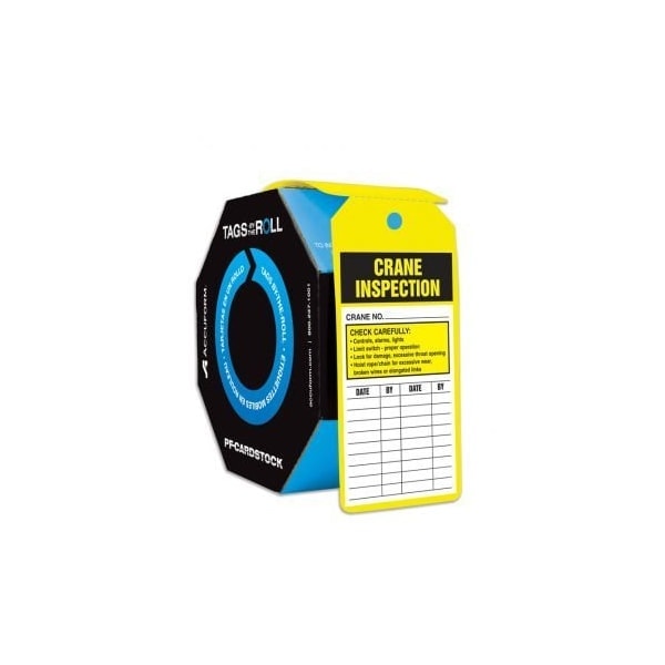 Accuform Tags By-The-Roll, Crane Inspection, PF-Cardstock, 100/Rl ...
