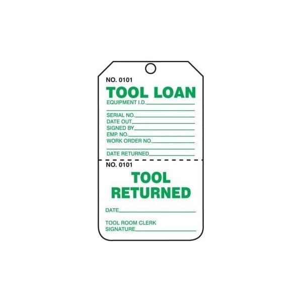 Accuform Safety Tags, TOOL LOAN/TOOL RETURN, Perforated, 5.75in x 3 ...