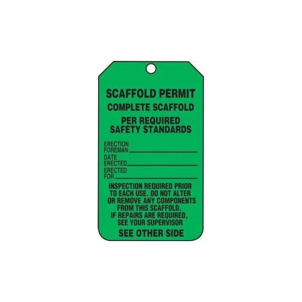 Accuform Safety Tags, SCAFFOLD PERMIT, 5.75in x 3.25in, RP-Plastic, 5PK ...