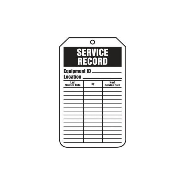 Accuform Safety Tags, SERVICE RECORD, 8.5in x 3.875in, RP-Plastic, 5PK ...