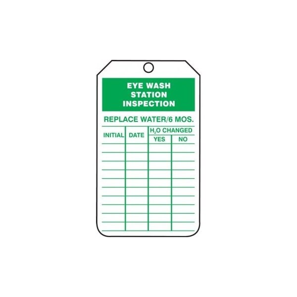 Accuform Safety Tags, EYE WASH STATION INSPECTION, 8.5inx 3.875in, PF ...