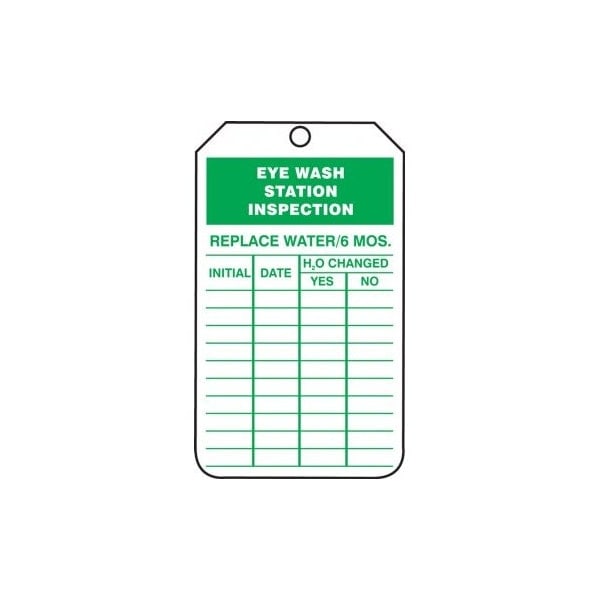 Accuform Safety Tags, EYE WASH STATION INSPECTION, 8.5in x 3.875in, RP ...
