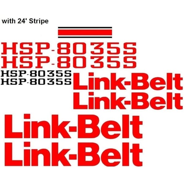 Aftermarket Link-Belt HSP-8035S Excavator Decal Set with 24' of Stripe ...