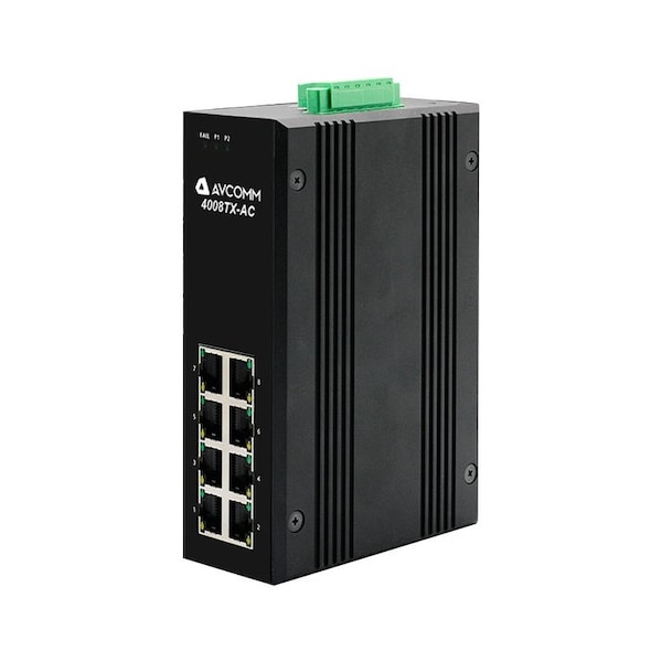 Avcomm 8-Port Industrial Unmanaged Ethernet Switch 4008TX-AC | Zoro