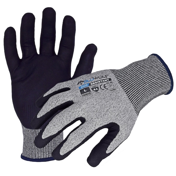 Azusa Safety Cut Resistant Work Gloves, Cut Level A4 , Dipped , Nitrile ...