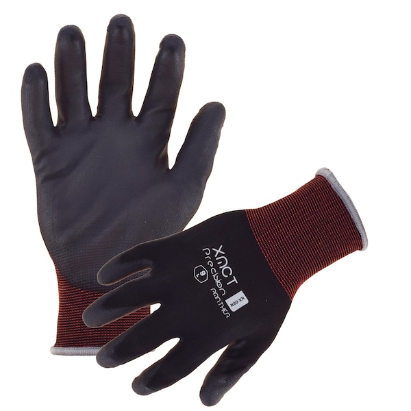 Azusa Safety Coated Work Gloves, Polyurethane, Smooth, Palm, Black/Grey ...