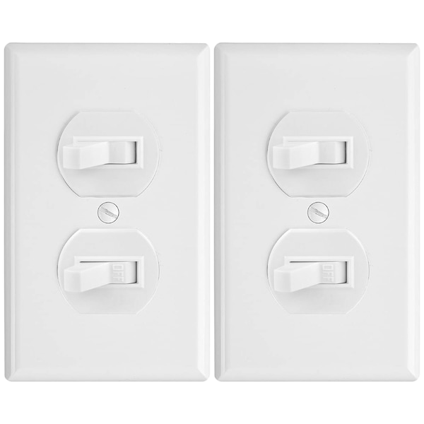 Faith White Double Light Switch 2 Single-Pole Wall Light Switches 15 ...