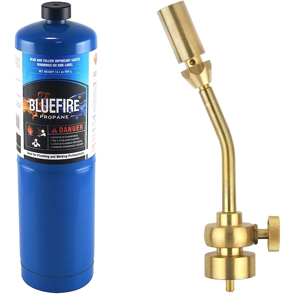 Bluefire Brass Pencil Flame Torch with Propane Cylinder BTM-7010-K-P | Zoro