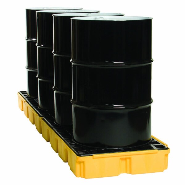 Eagle Mfg 4 Drum Yellow Inline Containment Platform-No Drain 1647 | Zoro