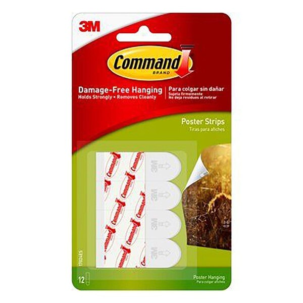 3M Small Poster Strips 17024ES, 12PK 7000037953 | Zoro