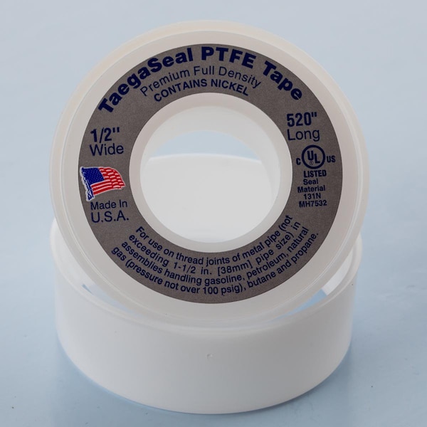Taegatech Stainless Steel PTFE Thread Seal Tape 1/2" x 560" SS-1/2x520 ...