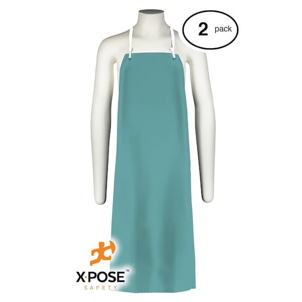 Xpose Safety Green Heavy Duty Vinyl Waterproof Apron, 2PK AG100-2-S | Zoro