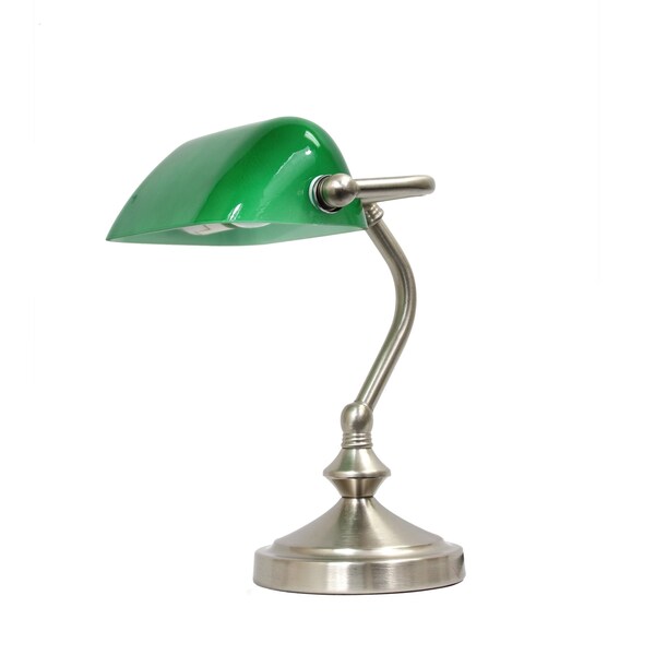Simple Designs Traditional Mini Banker's Lamp with Glass Shade, Green ...
