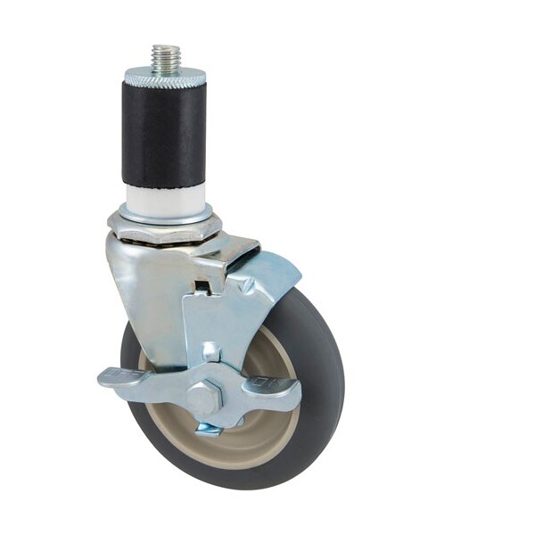 Component Hardware Caster, Stem , 4", W/Brk, Gry CMS3-4RBB | Zoro