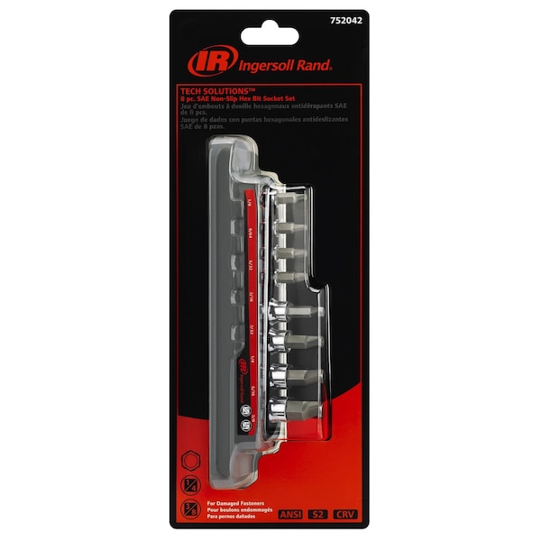 INGERSOLL RAND 8Pc SAE Non-Slip Hex Bit Socket Set (752042) | Zoro