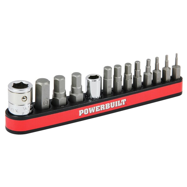 Powerbuilt 13 Pc Metric Hex Bit Set with Magnetic Base 941127 | Zoro