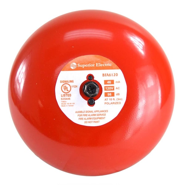 Superior Electric Fire & Security Alarm Bell, 6 Inch, 120 VAC, UL ...