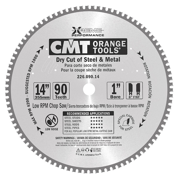 Cmt Orange Tools Industrial Dry Cut Steel Saw Blade 14Inch x 72 Teeth 5 ...