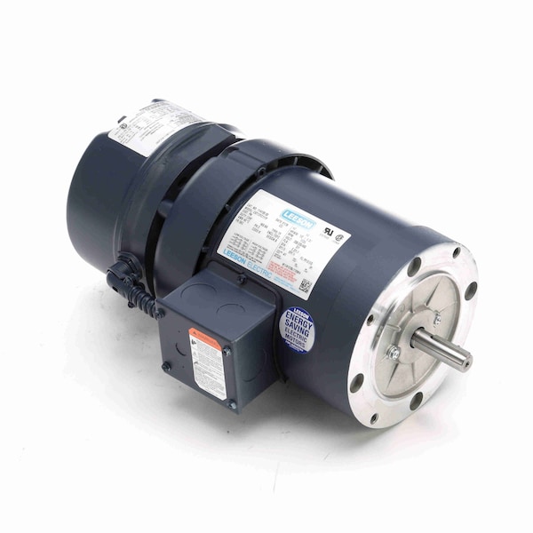 Leeson Brake Motor, 0.50 HP, 3 Ph, 60 Hz, 208-230/460 V, 1800 RPM, 56C ...