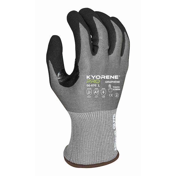 Kyorene Pro Coated Gloves, HCT MicroFoam Nitrile Palm, Gray/Black, L 12 ...