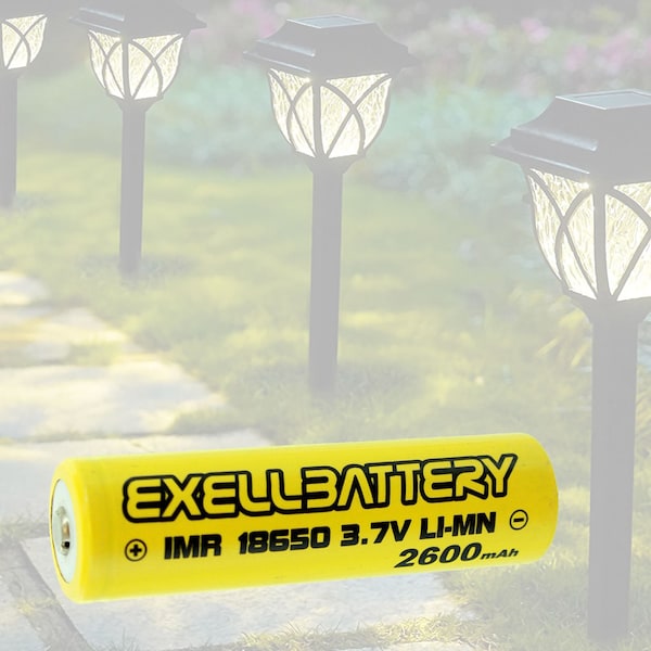 Exell Battery 3.7V 18650 Li-Ion 2000mAh Rechargeable Solar Light BUTTON ...