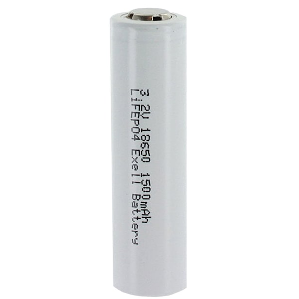 Exell Battery LiFePO4 Lithium Phosphate 3.2V 1500mAh 18650 Rechargeable ...