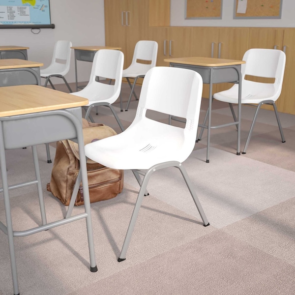 Flash Furniture White Shell Stack Chair, PK5 5-RUT-EO1-WH-GG | Zoro