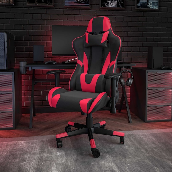 Flash Furniture Red LeatherSoft Gaming Chair with Reclining Back CH ...