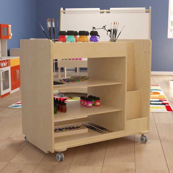 Flash Furniture Bright Beginnings Commercial Wooden Mobile Storage Cart ...
