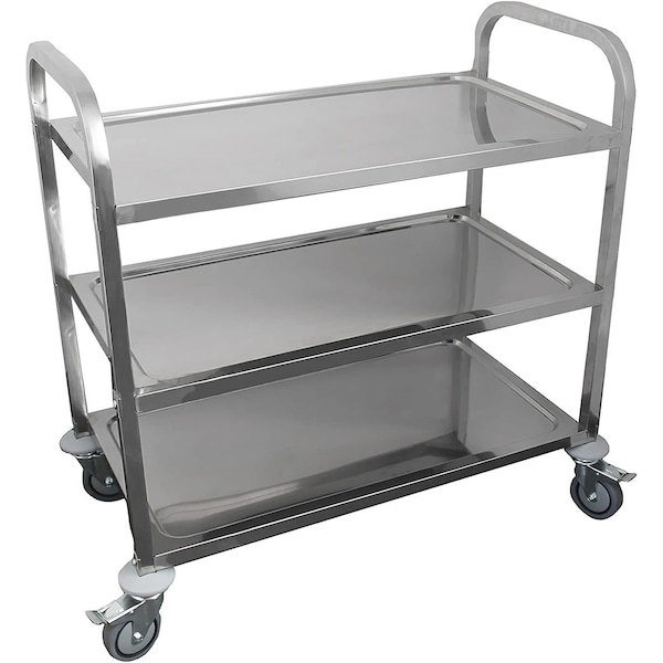 Amgood 30 in. Long x 16 in. Wide Stainless Steel Dining Cart-3 Shelf ...