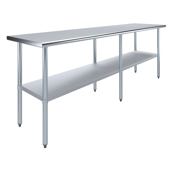 Amgood Stainless Steel Metal Table with Undershelf, 96 Long X 24 Deep ...